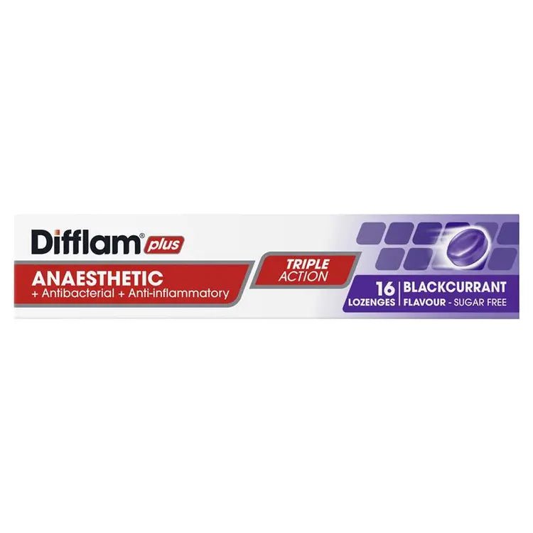 Difflam Plus Anaesthetic Sugar Free Blackcurrant 16 Lozenges – Sea lake ...